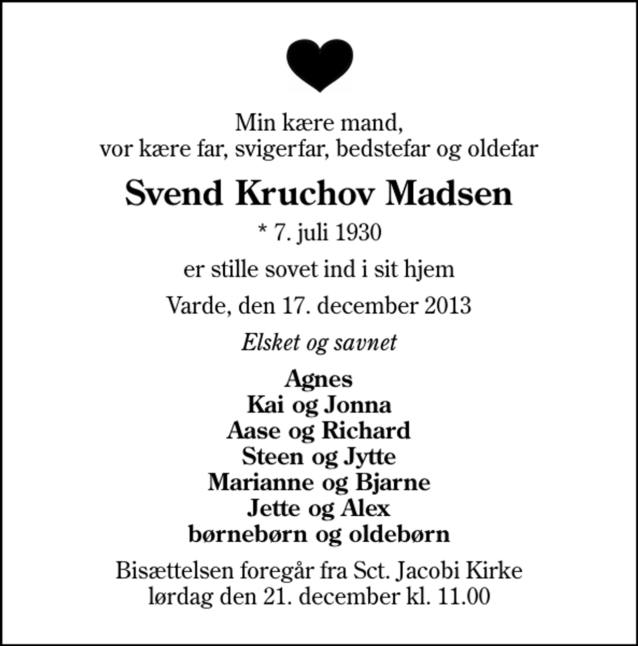 Svend Kruchov Madsen | Dødsannoncer i Danmark