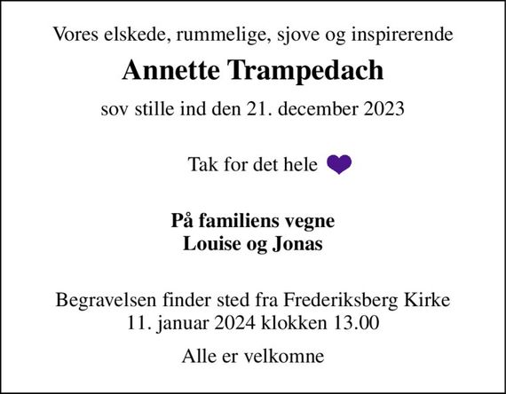 Annette Trampedach | Dødsannoncer i Danmark