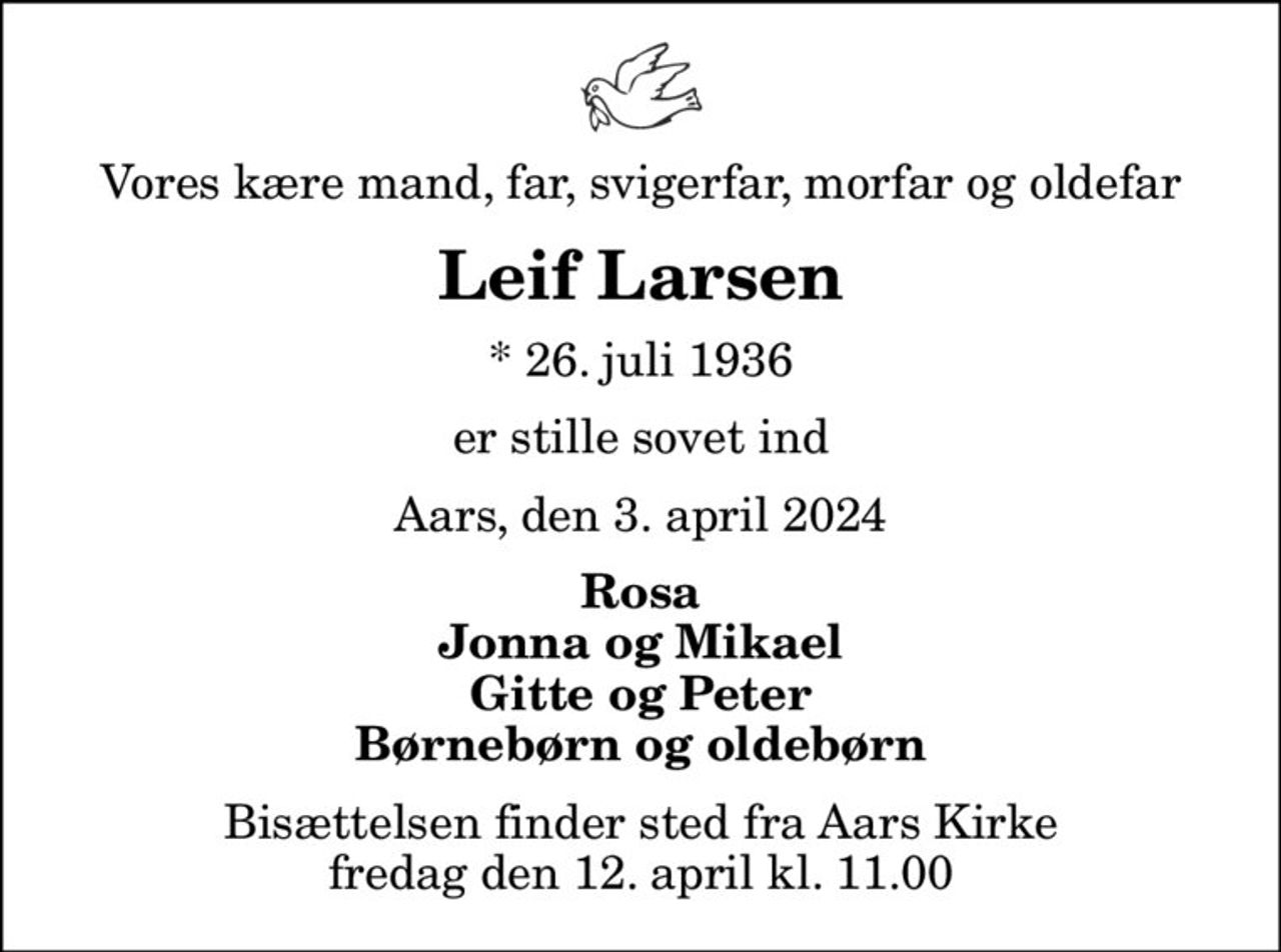 Leif Larsen | Danmarks største medie for mindesider og dødsannoncer