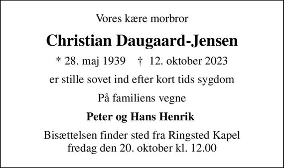 Christian Daugaard-Jensen | Dødsannoncer i Danmark