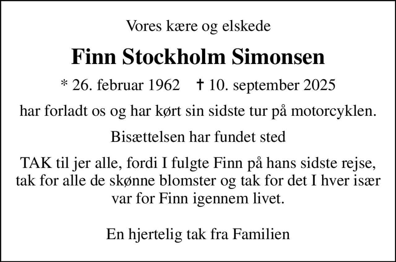 Finn Stockholm Simonsen | Danmarks største medie for mindesider og ...