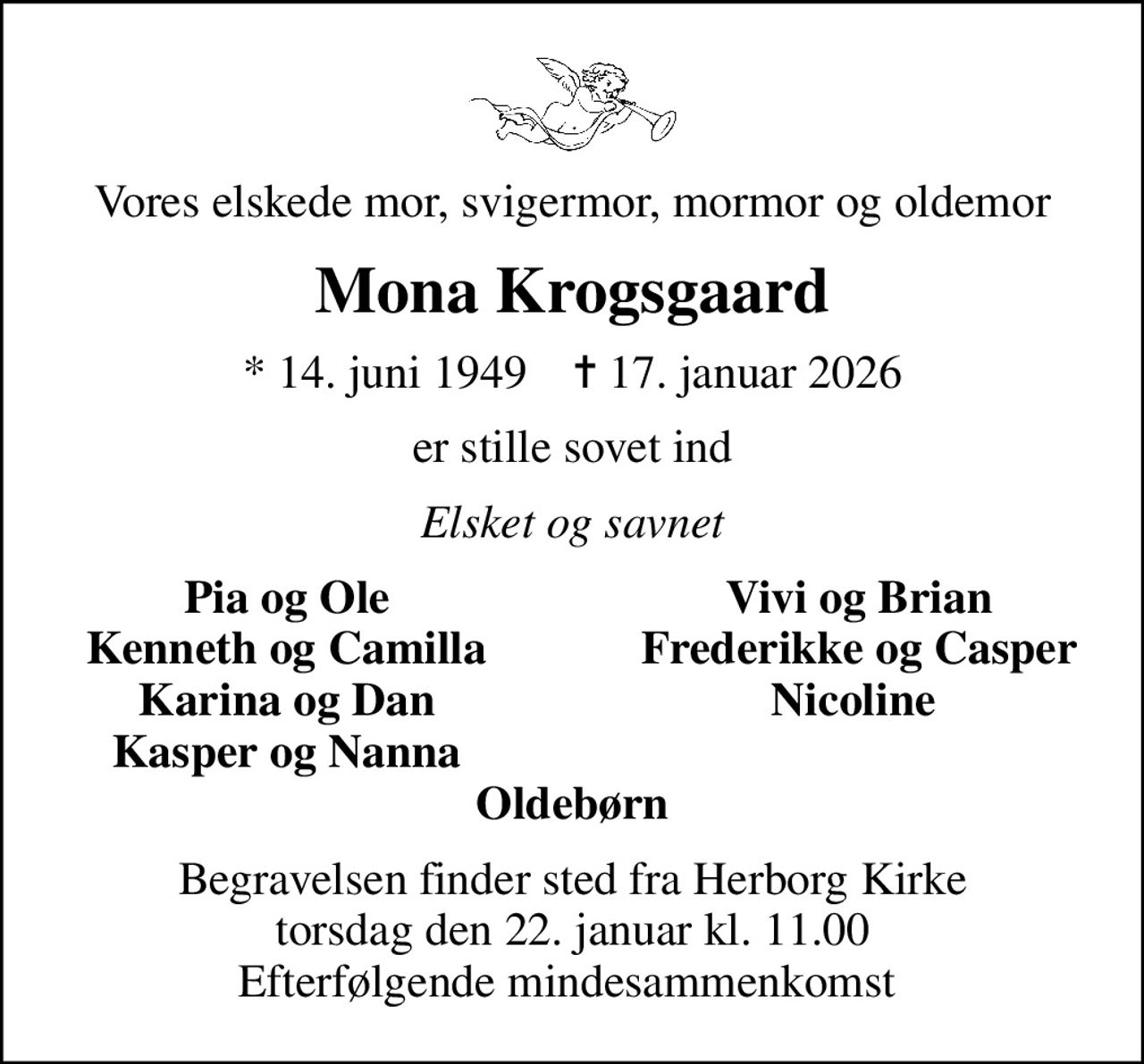 Mona Krogsgaard | Danmarks største medie for mindesider og dødsannoncer