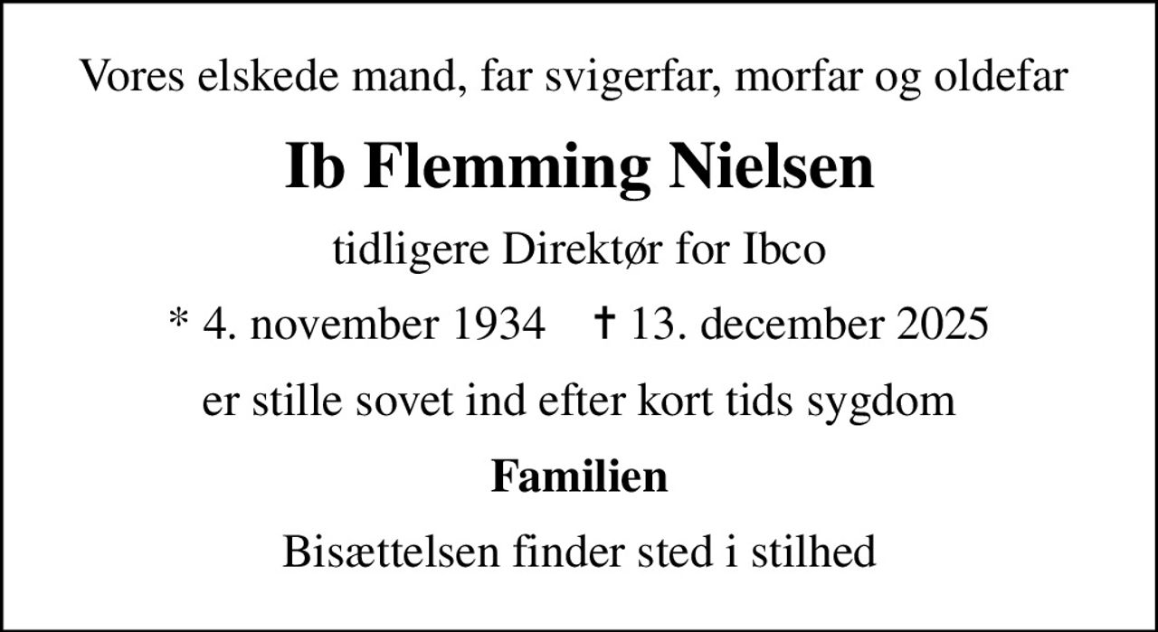 Ib Flemming Nielsen | Danmarks største medie for mindesider og dødsannoncer