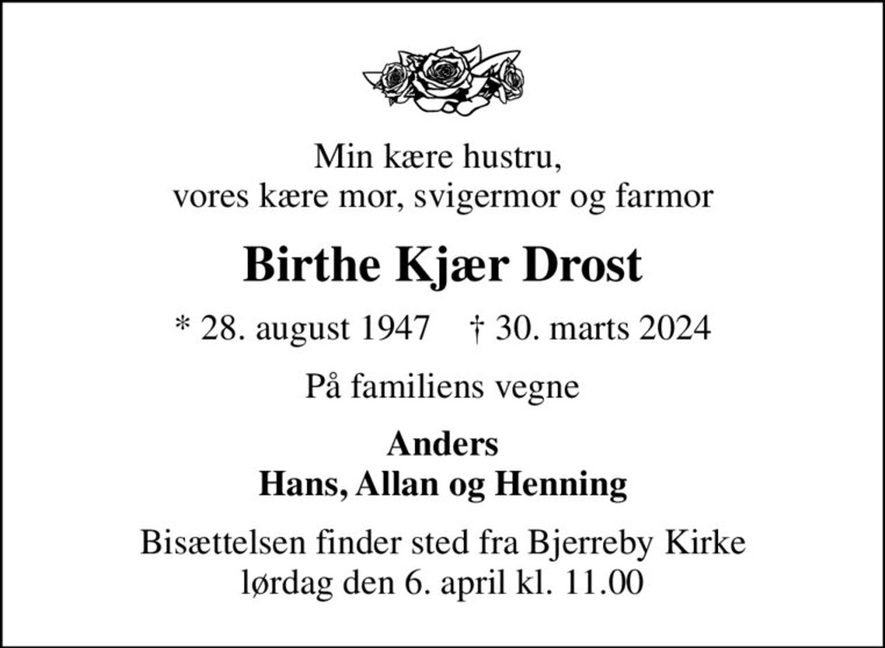 Birthe Kjær Drost | Dødsannoncer i Danmark