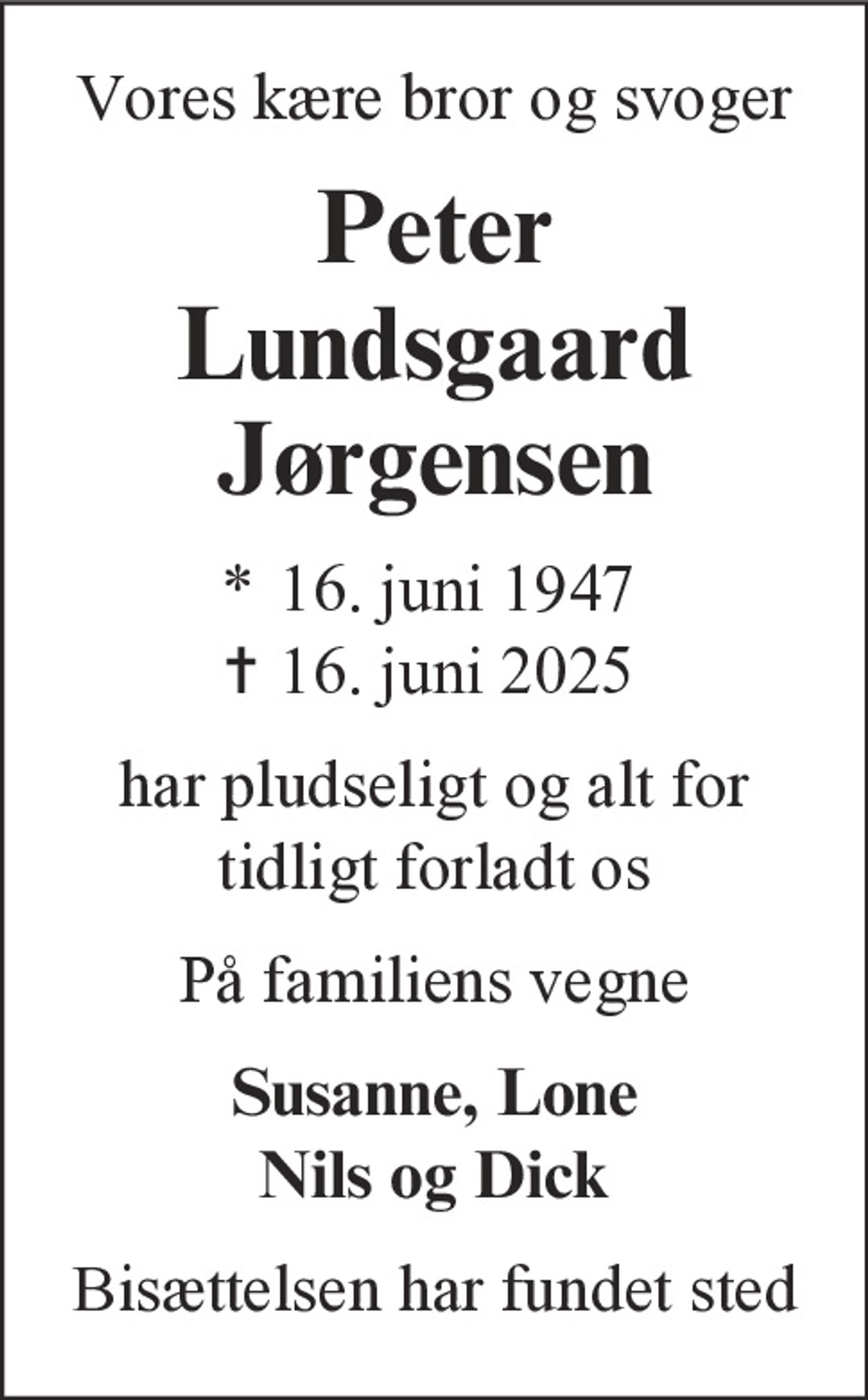 Peter Lundsgaard Jørgensen | Danmarks største medie for mindesider og ...