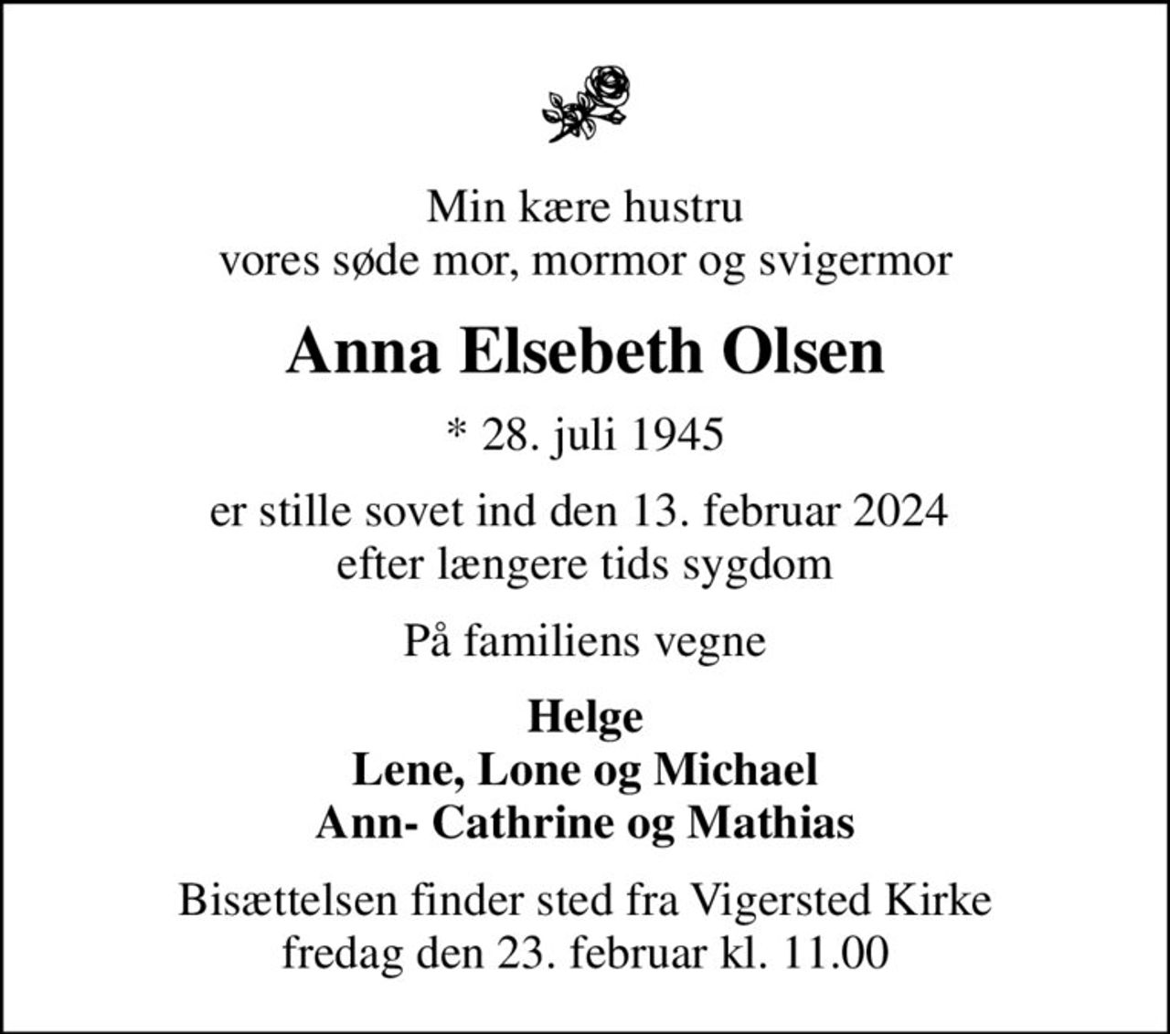 Anna Elsebeth Olsen | Danmarks største medie for mindesider og dødsannoncer