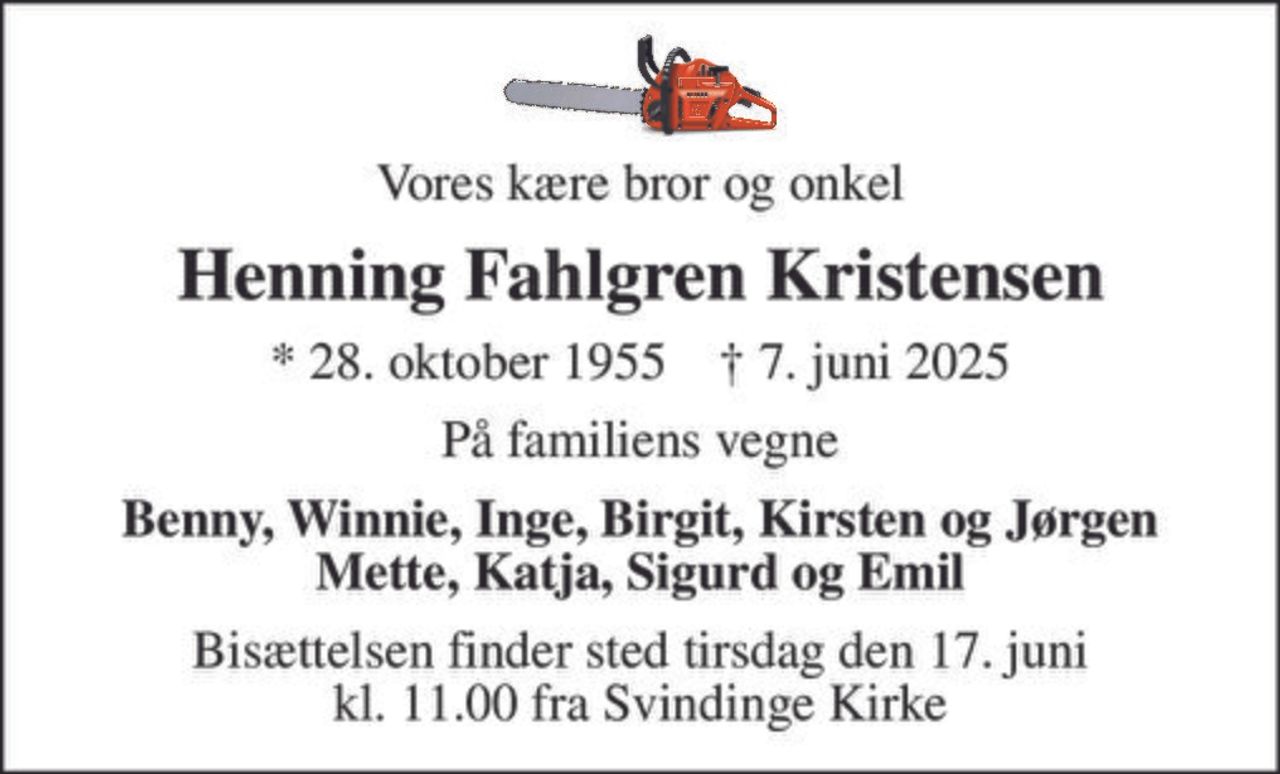 Henning Fahlgren Kristensen | Dødsannoncer i Danmark