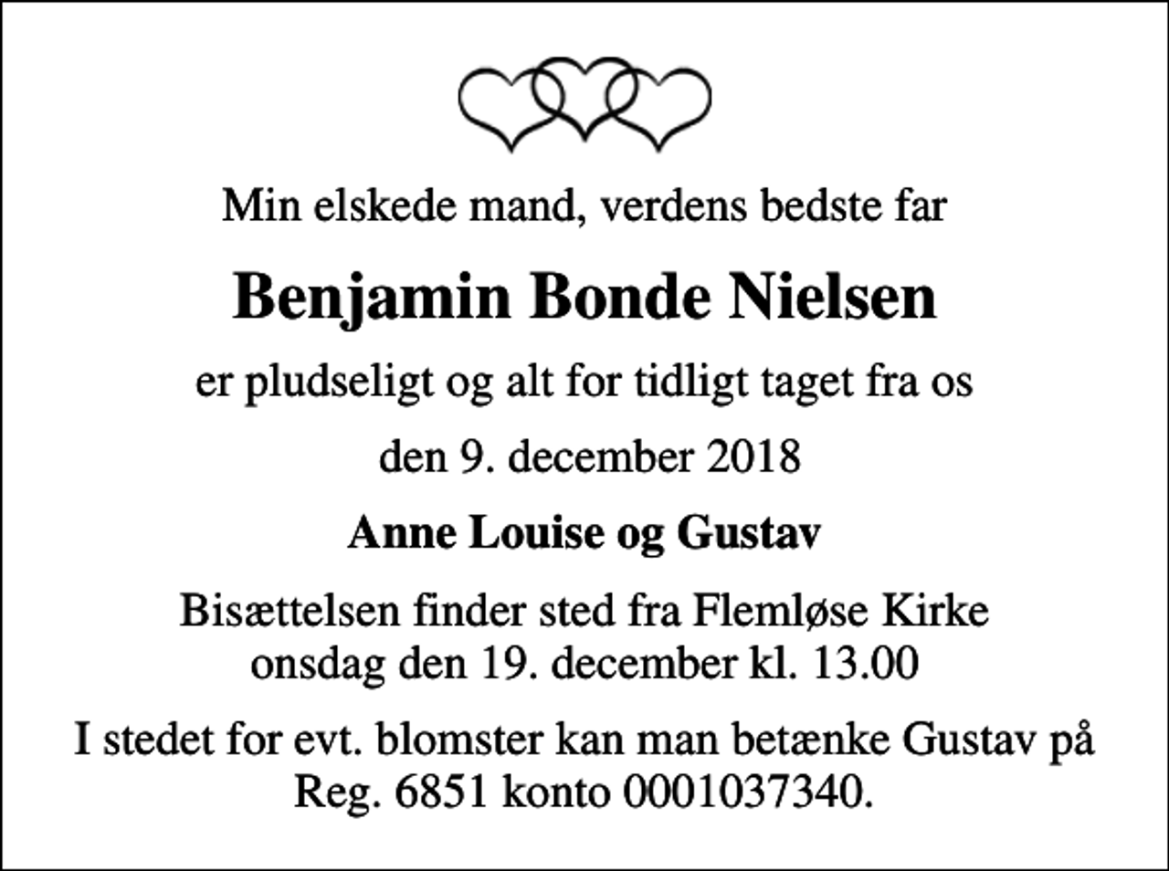 Benjamin Bonde Nielsen | Danmarks største medie for mindesider og ...
