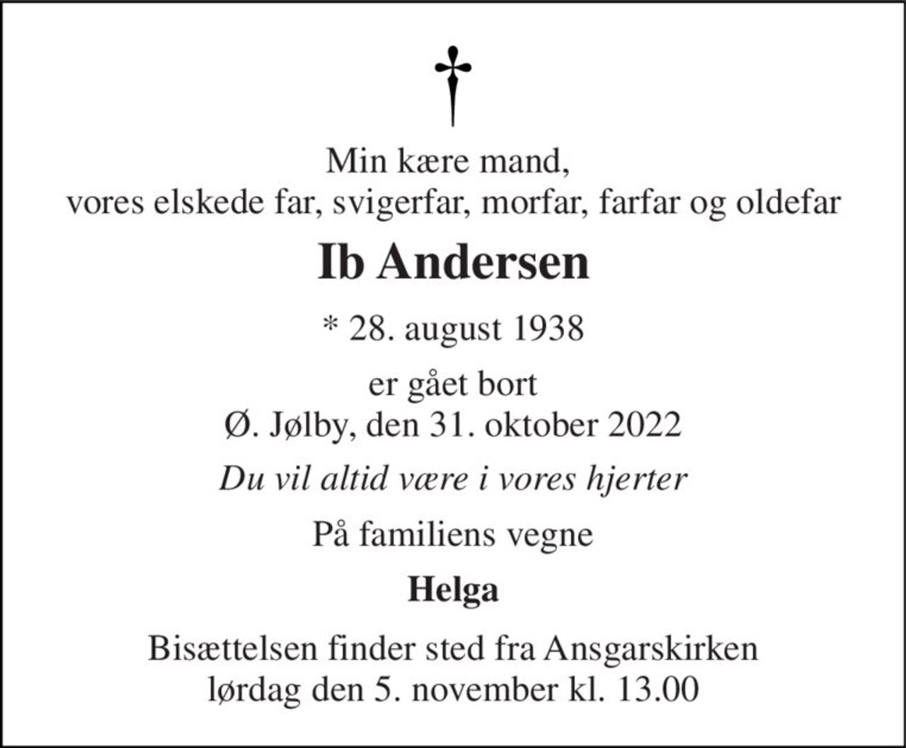 Ib Andersen | Danmarks største medie for mindesider og dødsannoncer