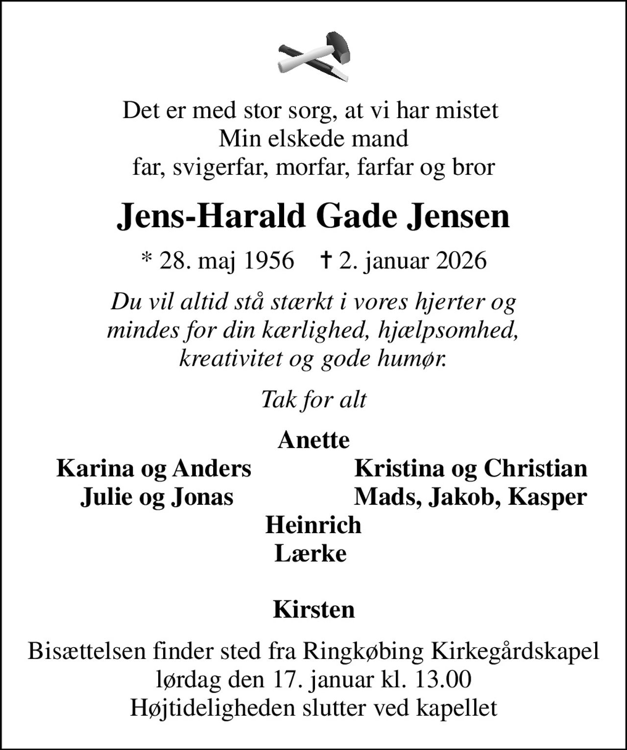 Jens Harald Gade Jensen | Danmarks største medie for mindesider og ...