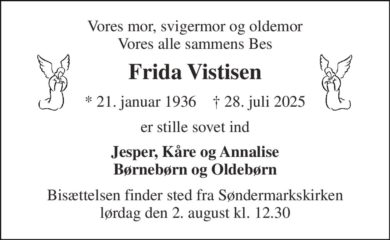 Laura Frida Andersen Vistisen | Dødsannoncer i Danmark
