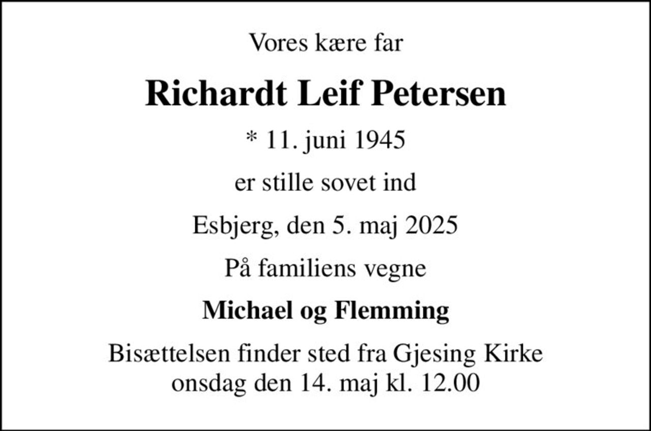 Richardt Leif Petersen | Danmarks største medie for mindesider og ...