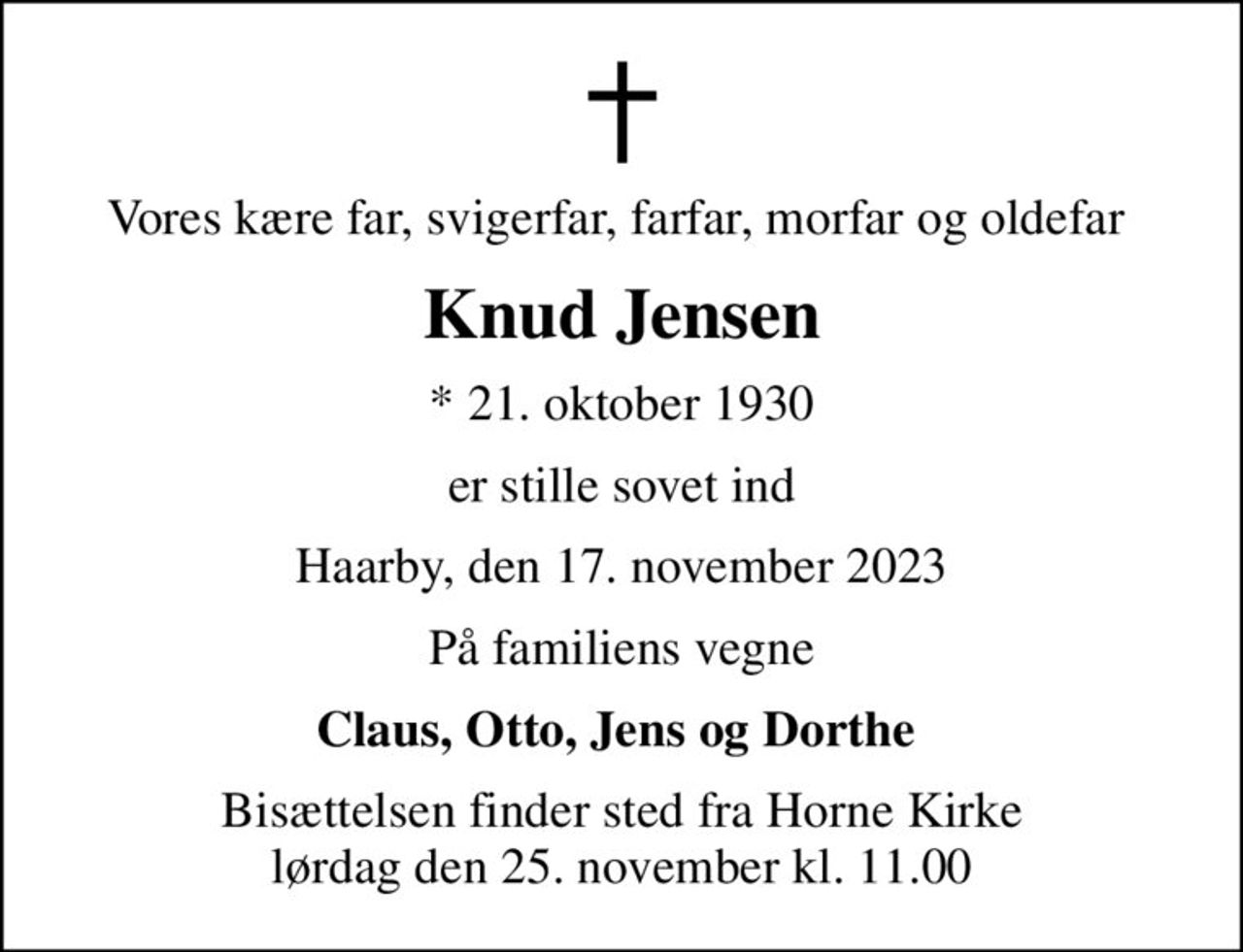 Knud Jensen | Dødsannoncer i Danmark