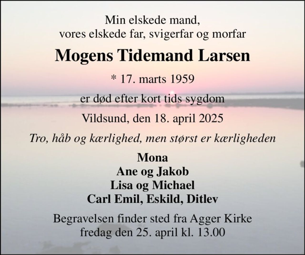 Mogens Tidemand Larsen | Dødsannoncer i Danmark