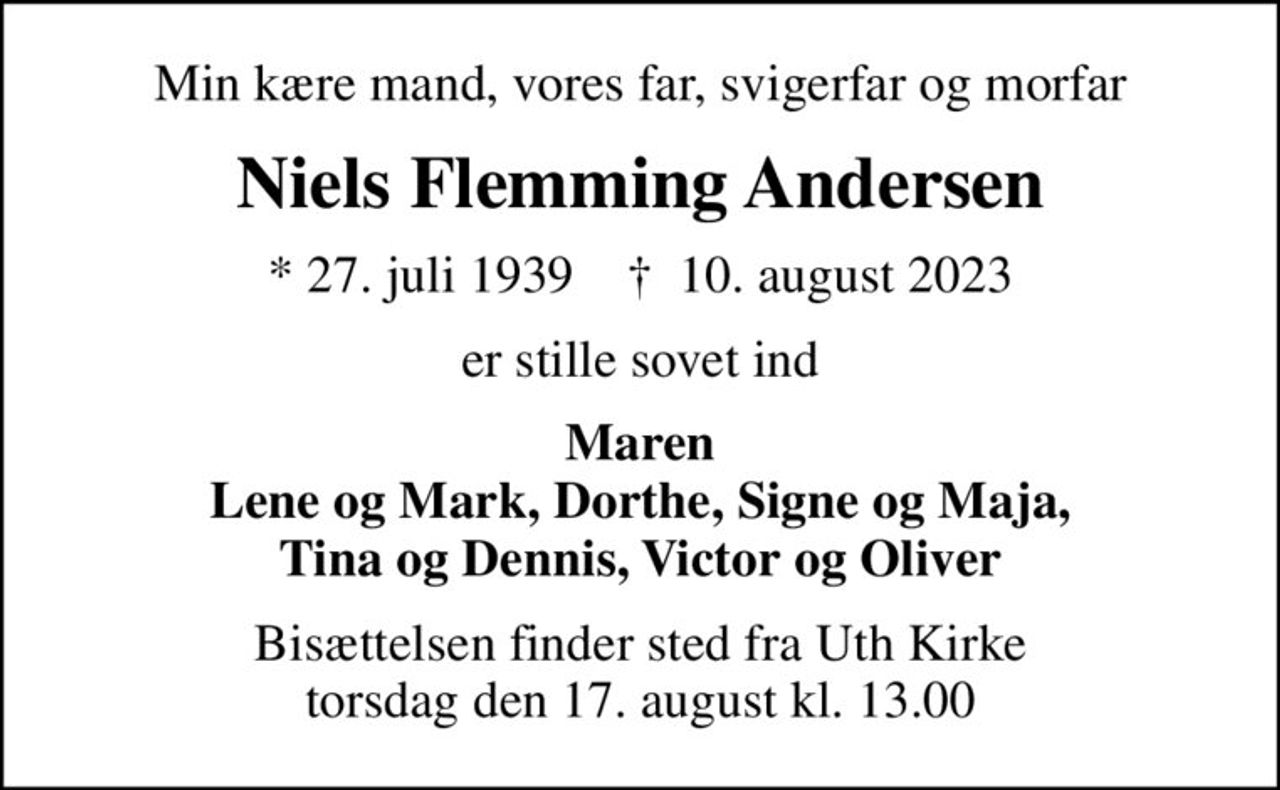 Niels Flemming Andersen | Dødsannoncer i Danmark