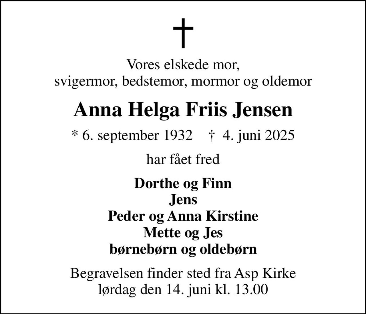 Anna Helga Friis Jensen | Danmarks største medie for mindesider og ...