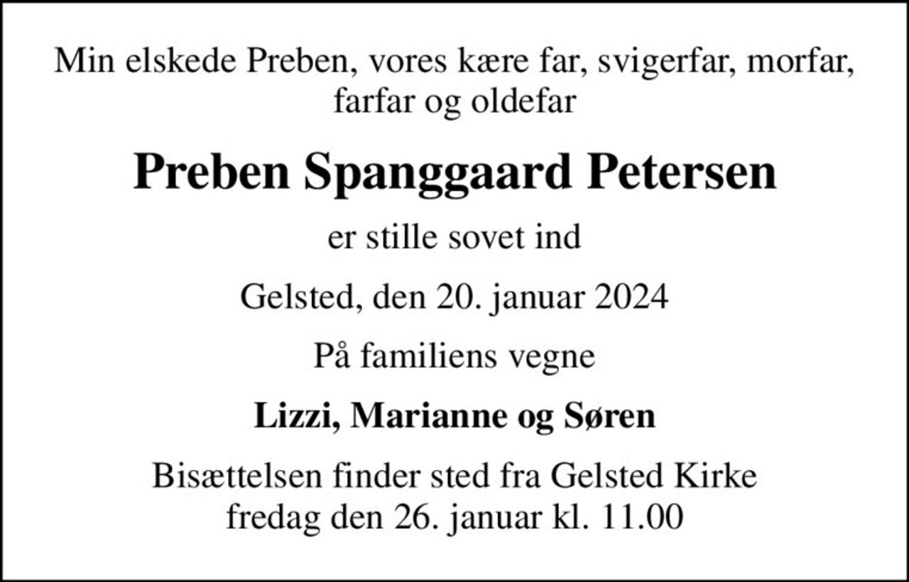Preben Spanggaard Petersen | Danmarks største medie for mindesider og ...
