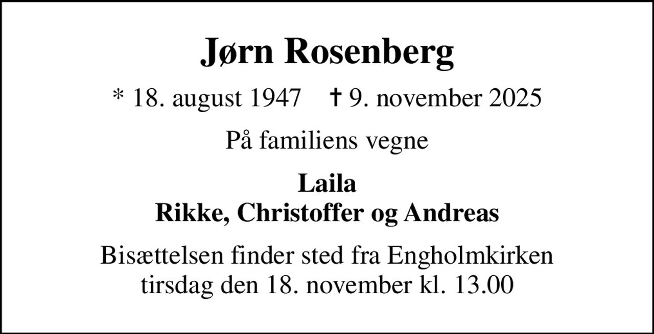 Jørn Rosenberg | Danmarks største medie for mindesider og dødsannoncer