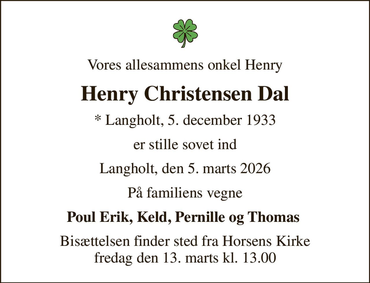 Henry Christensen Dal | Danmarks største medie for mindesider og ...