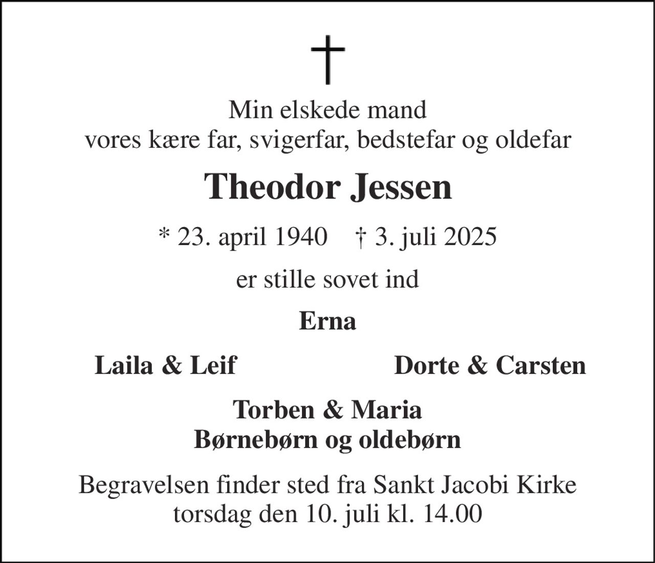 Theodor Jessen | Dødsannoncer i Danmark