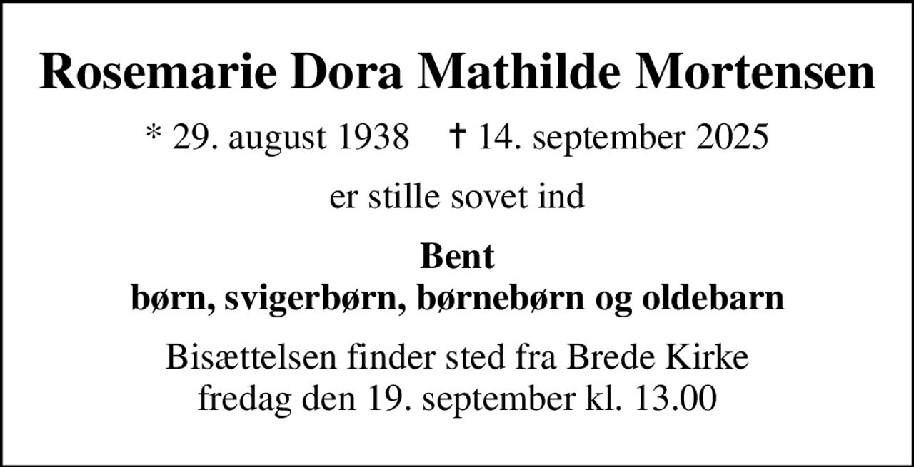 Rosemarie Dora Mathilde Mortensen | Danmarks største medie for ...