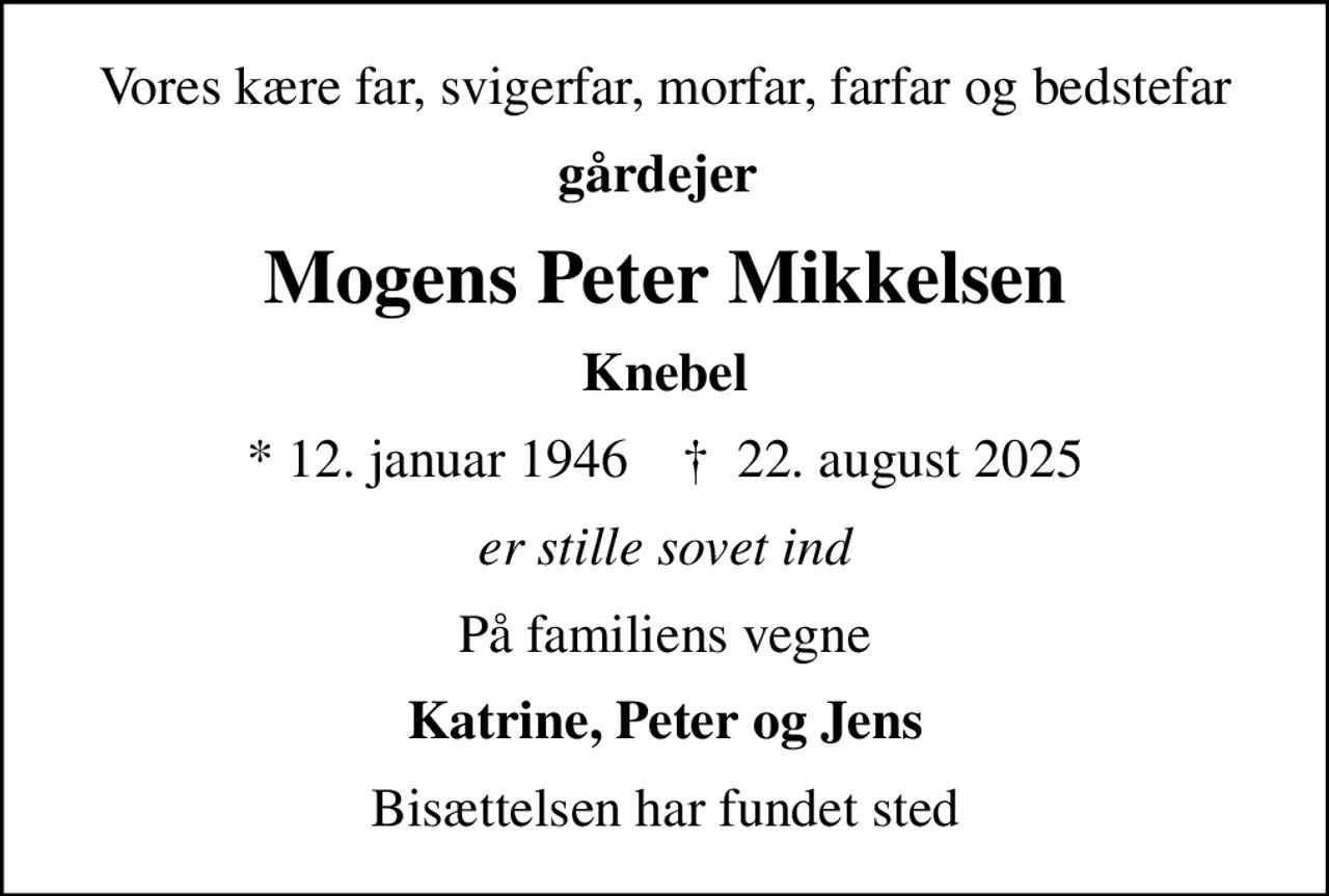 Mogens Peter Mikkelsen | Danmarks største medie for mindesider og ...