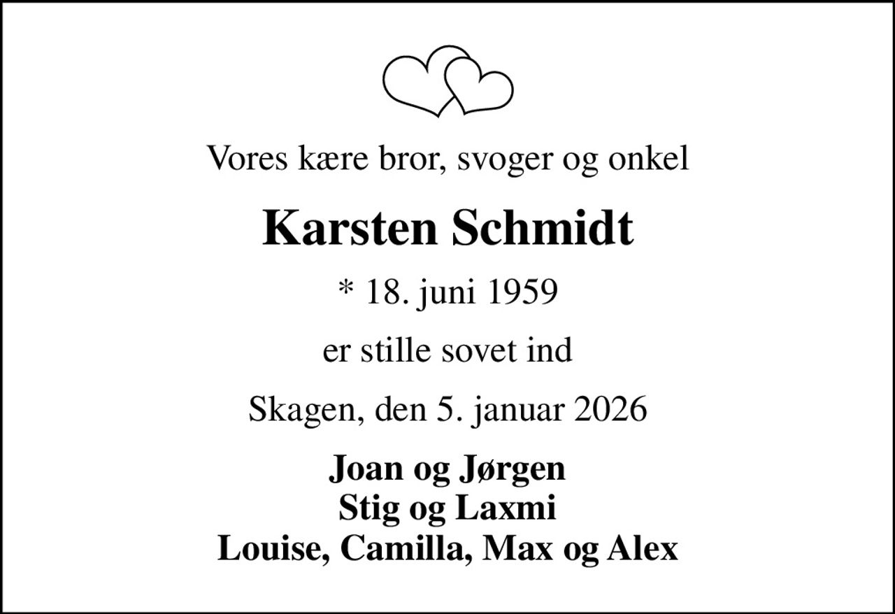 Karsten Schmidt Danmarks Største Medie For Mindesider Og Dødsannoncer