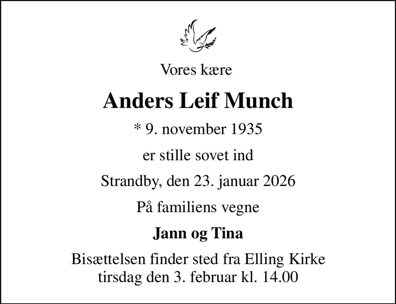 Anders Leif Munch | Danmarks største medie for mindesider og dødsannoncer