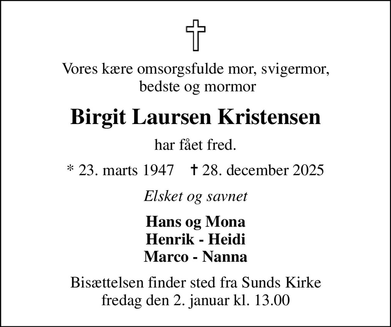Birgit Laursen Kristensen | Danmarks største medie for mindesider og ...