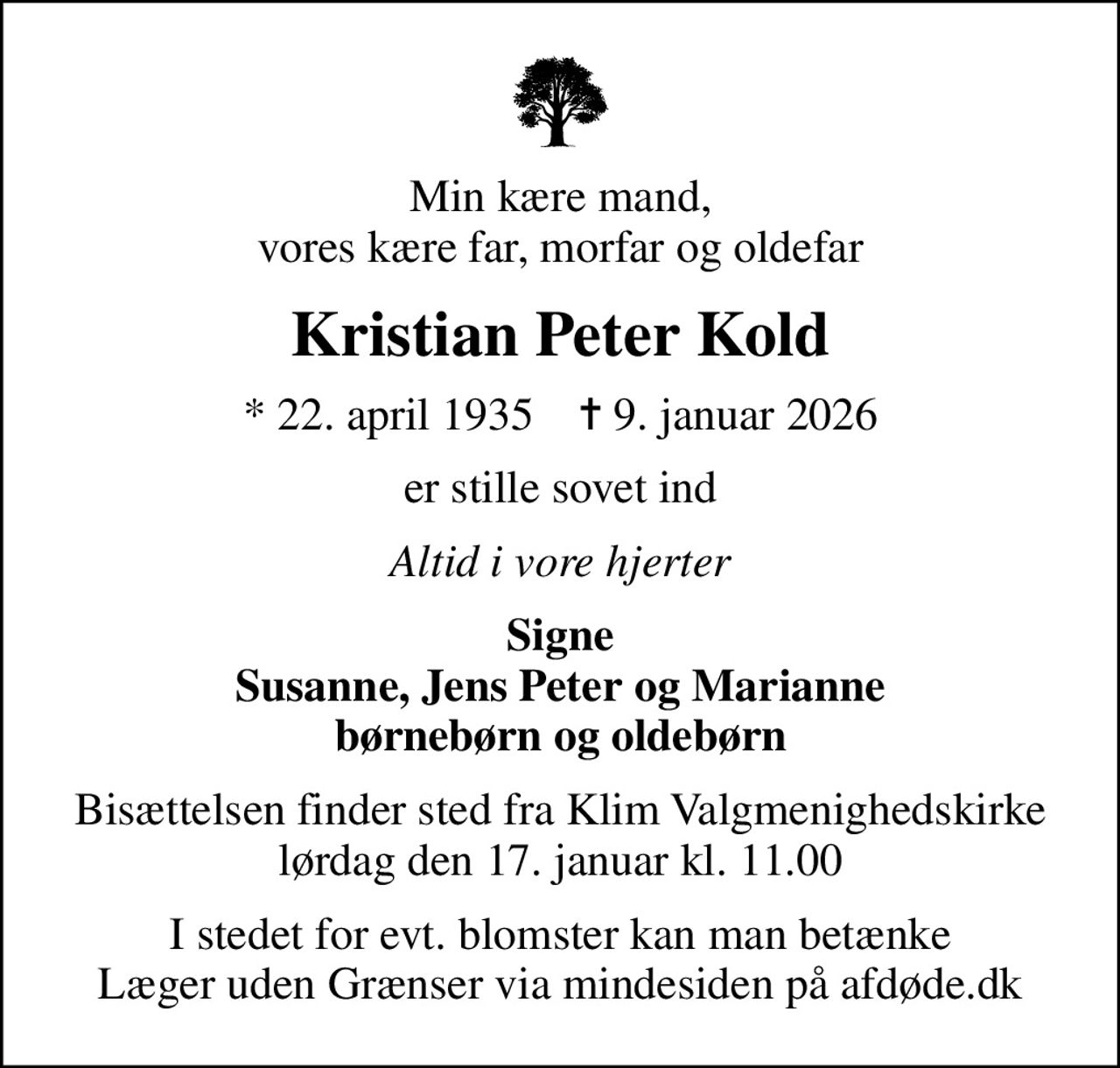 Kristian Peter Kold | Danmarks største medie for mindesider og dødsannoncer