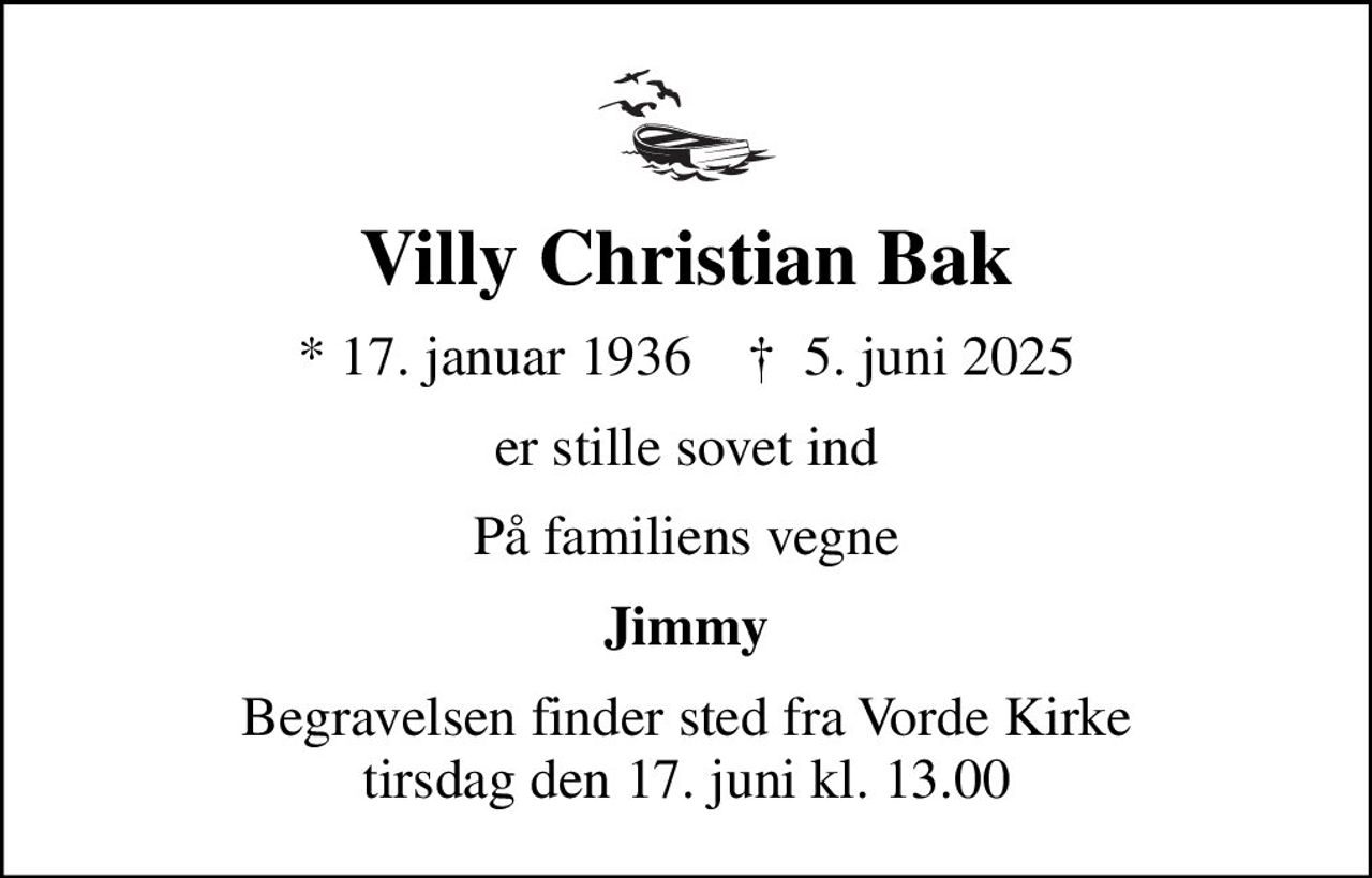 Villy Christian Bak | Dødsannoncer i Danmark