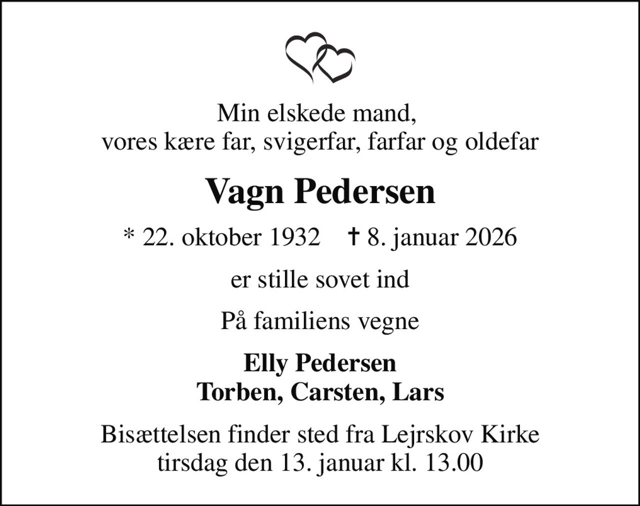 Vagn Pedersen | Danmarks største medie for mindesider og dødsannoncer