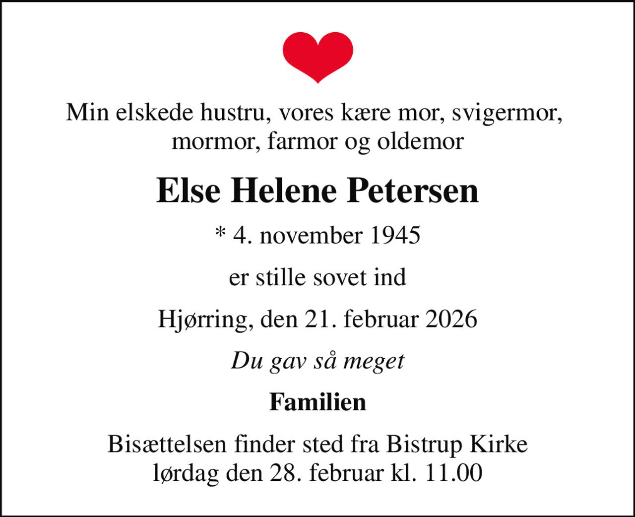 Else Helene Petersen | Danmarks største medie for mindesider og ...