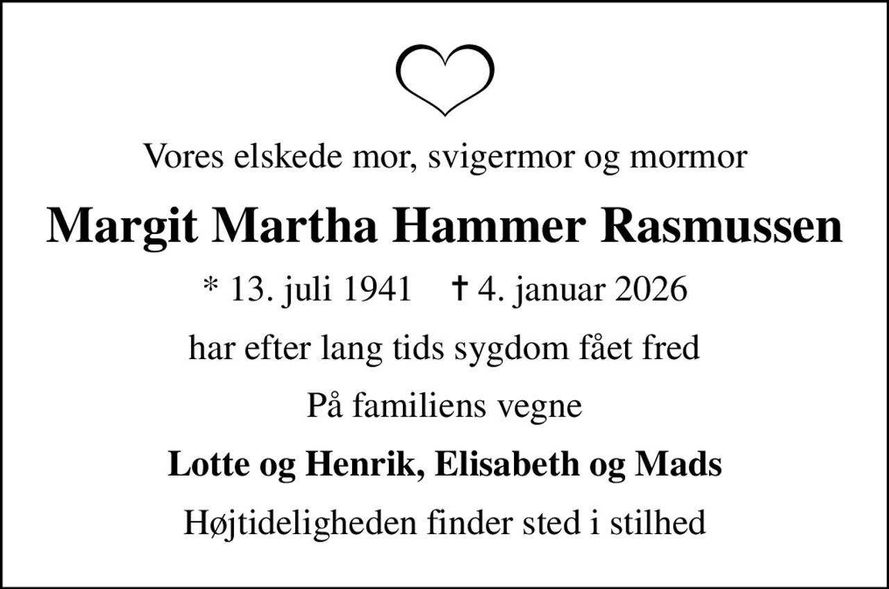 Margit Martha Hammer Rasmussen | Danmarks største medie for mindesider ...
