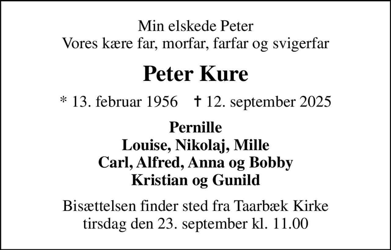 Peter Kure | Dødsannoncer i Danmark