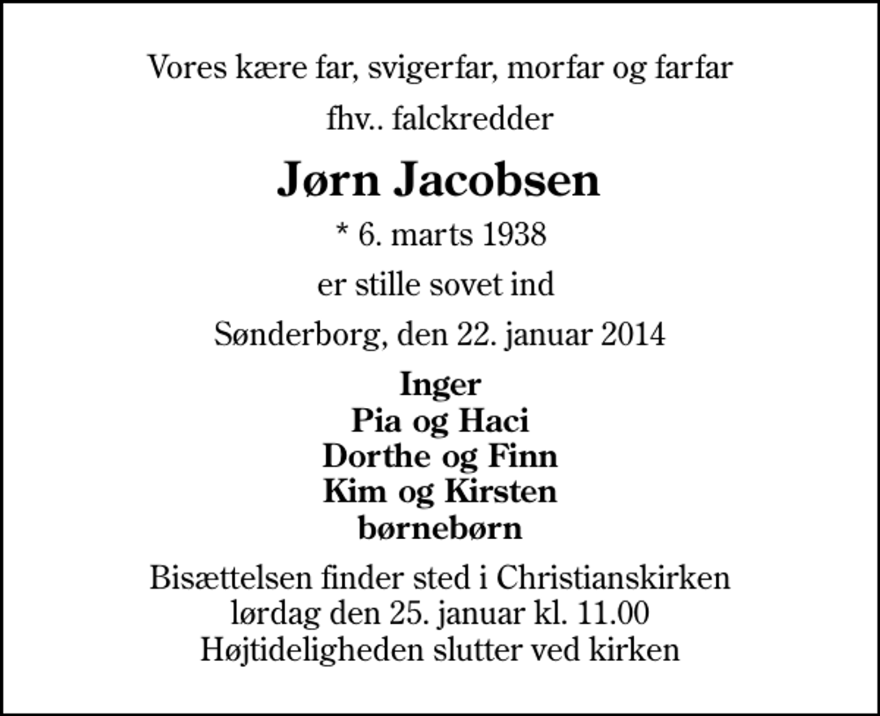 Jørn Jacobsen | Dødsannoncer i Danmark