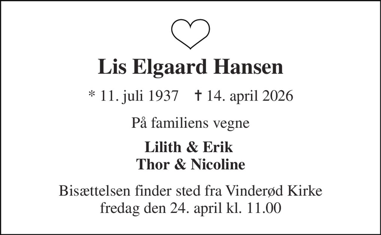Lis Elgaard Hansen | Danmarks største medie for mindesider og dødsannoncer