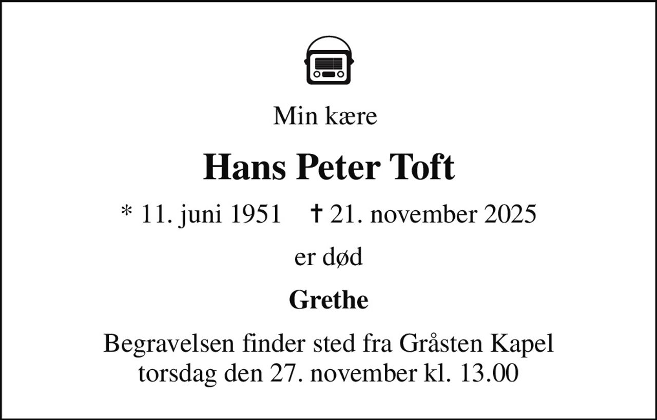 Hans Peter Mastrup Toft | Danmarks største medie for mindesider og ...