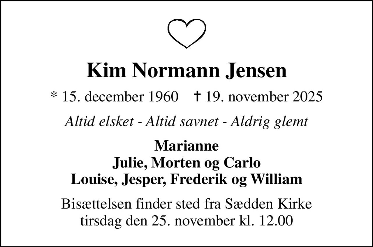 Kim Normann Jensen | Danmarks største medie for mindesider og dødsannoncer