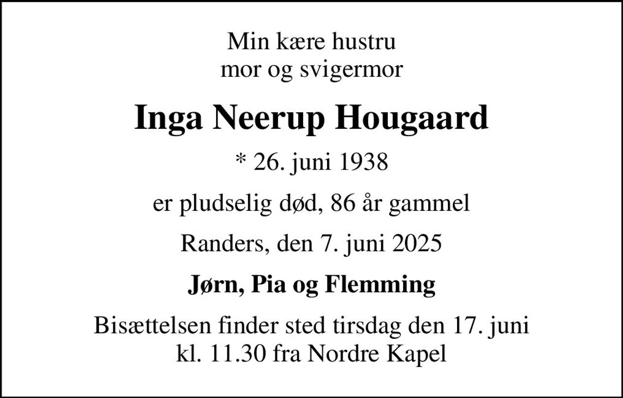 Inga Neerup Hougaard | Danmarks største medie for mindesider og ...