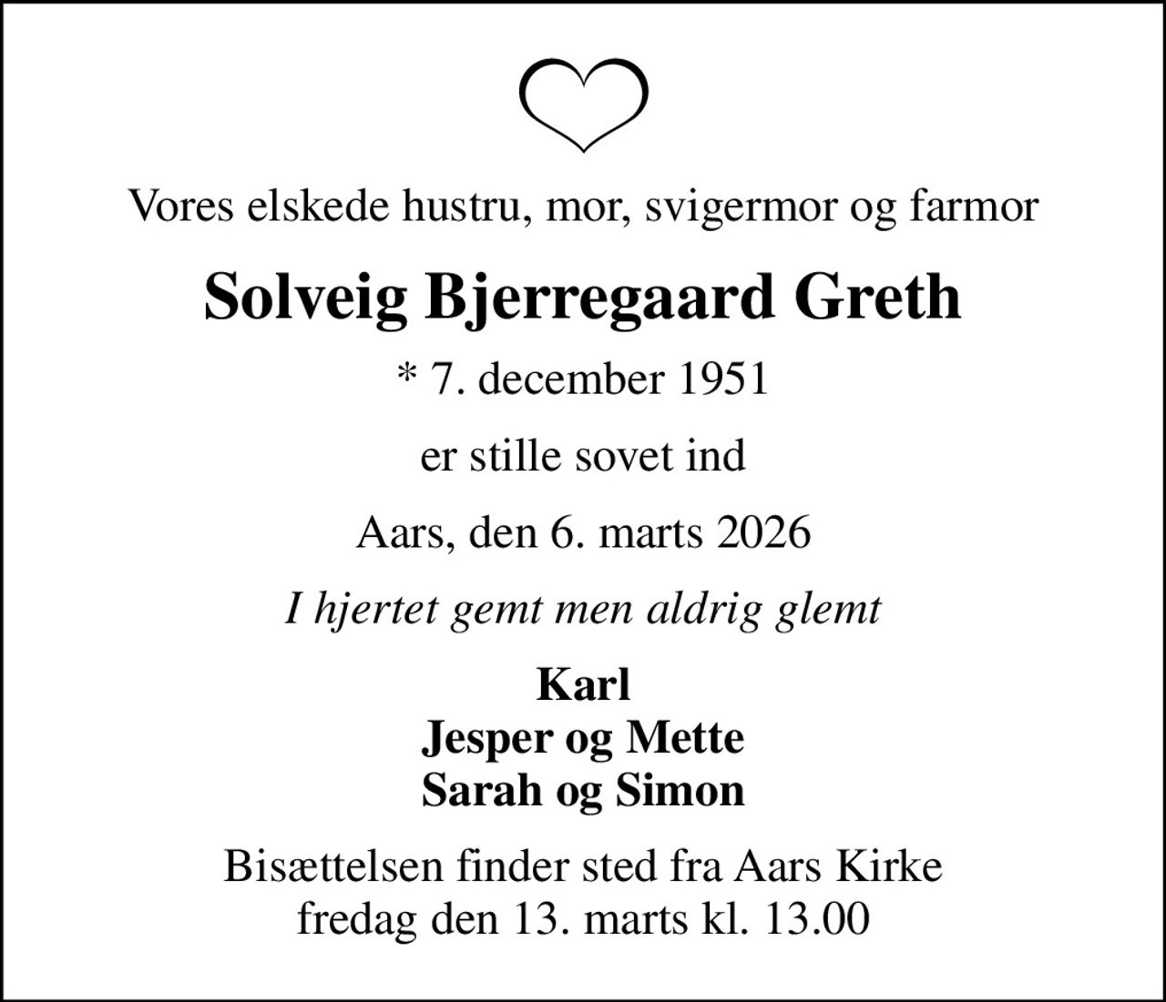 Solveig Bjerregaard Greth | Danmarks største medie for mindesider og ...