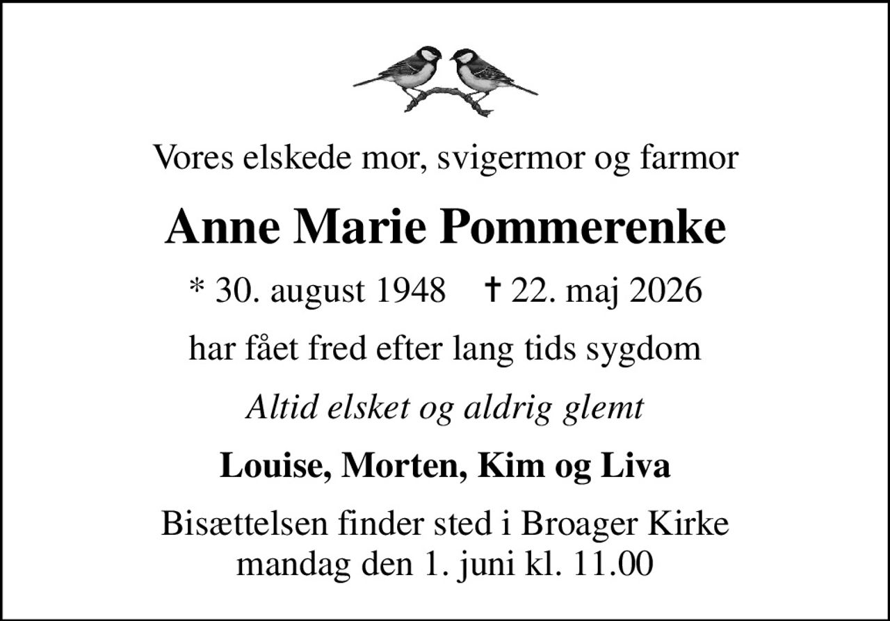 Anne Marie Pommerenke | Danmarks største medie for mindesider og ...