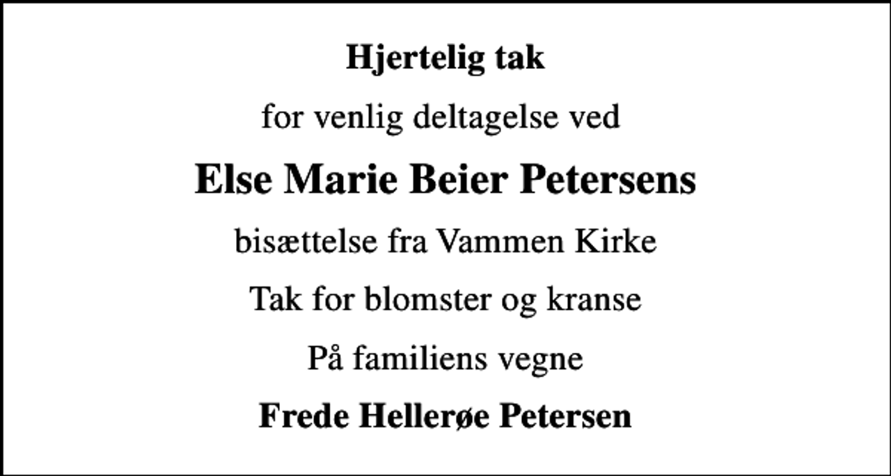 Else Marie Beier Petersen | Dødsannoncer i Danmark