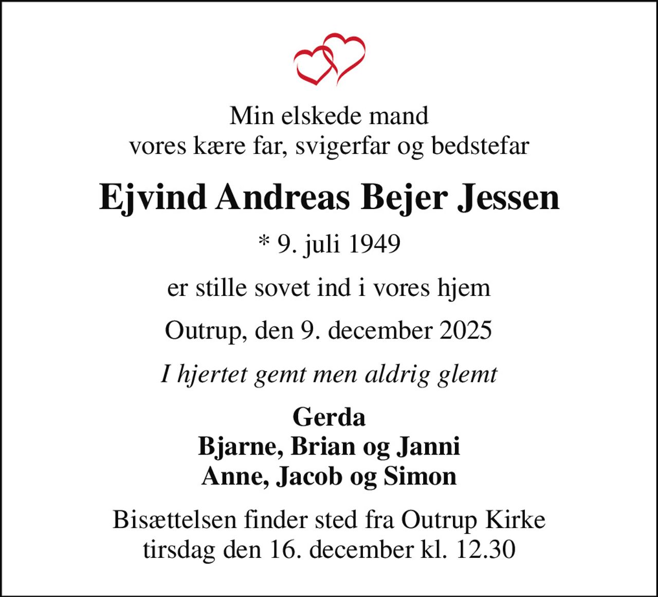 Ejvind Andreas Bejer Jessen | Danmarks største medie for mindesider og ...