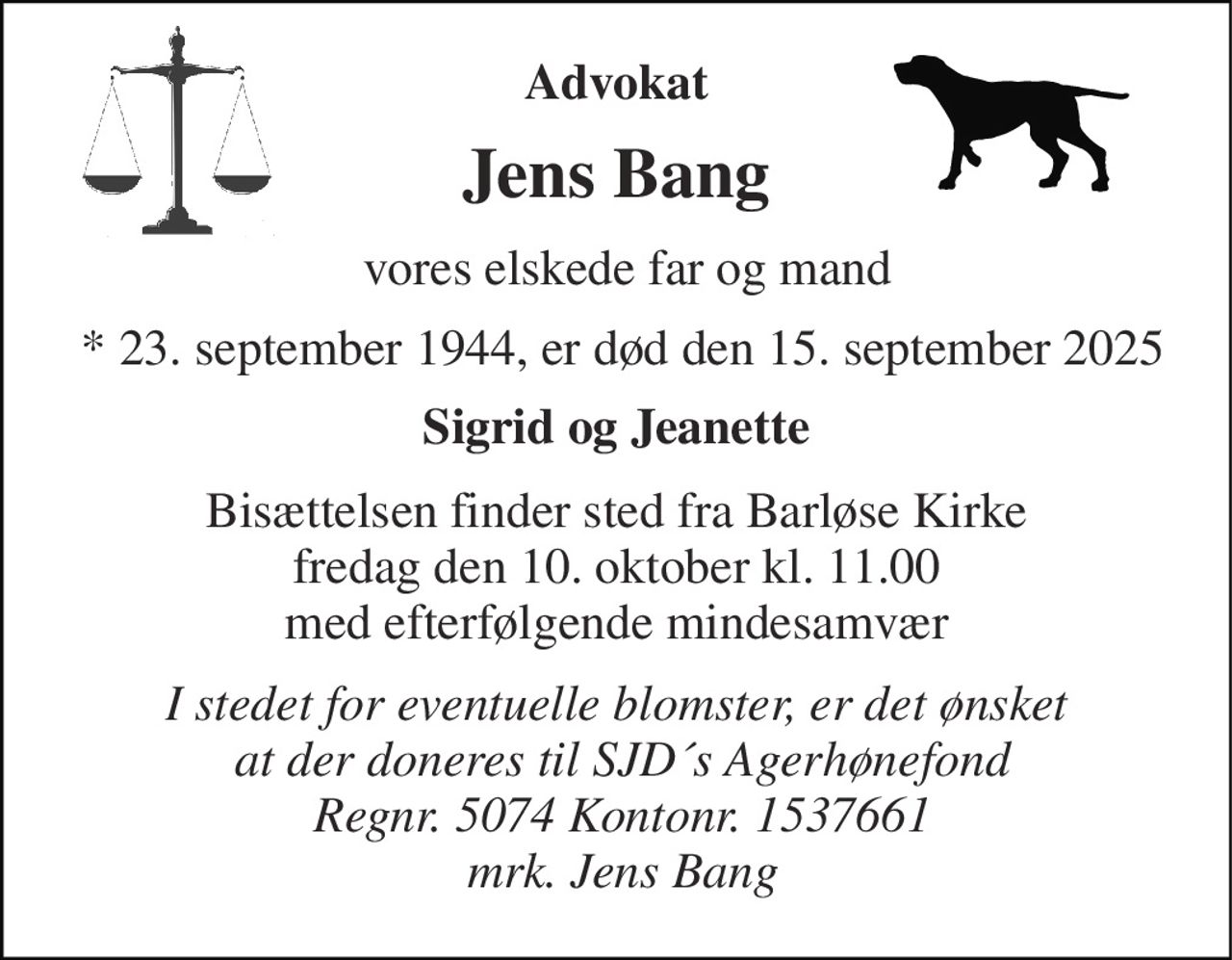 Jens Bang | Danmarks største medie for mindesider og dødsannoncer