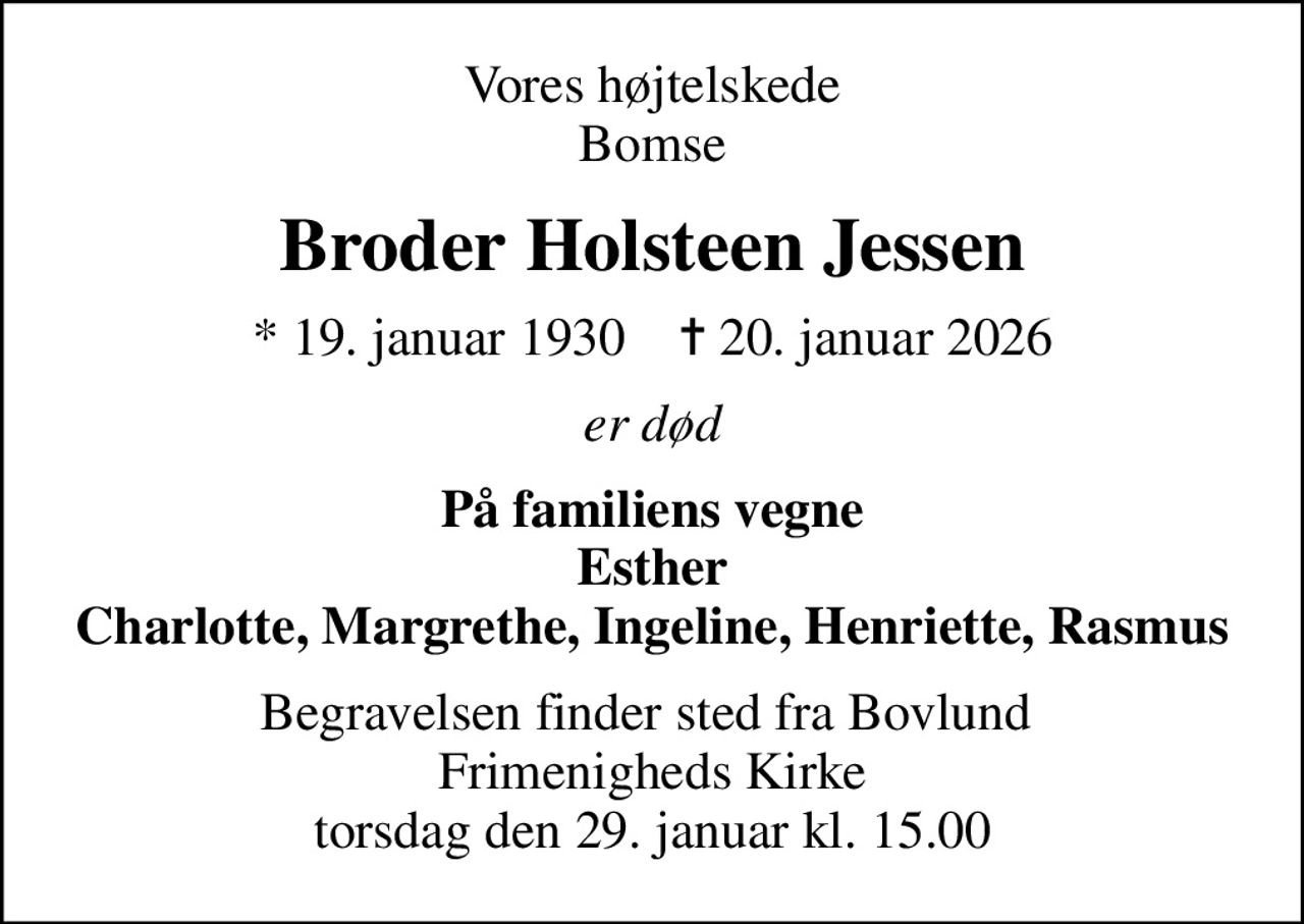 Broder Holsteen Jessen | Danmarks største medie for mindesider og ...