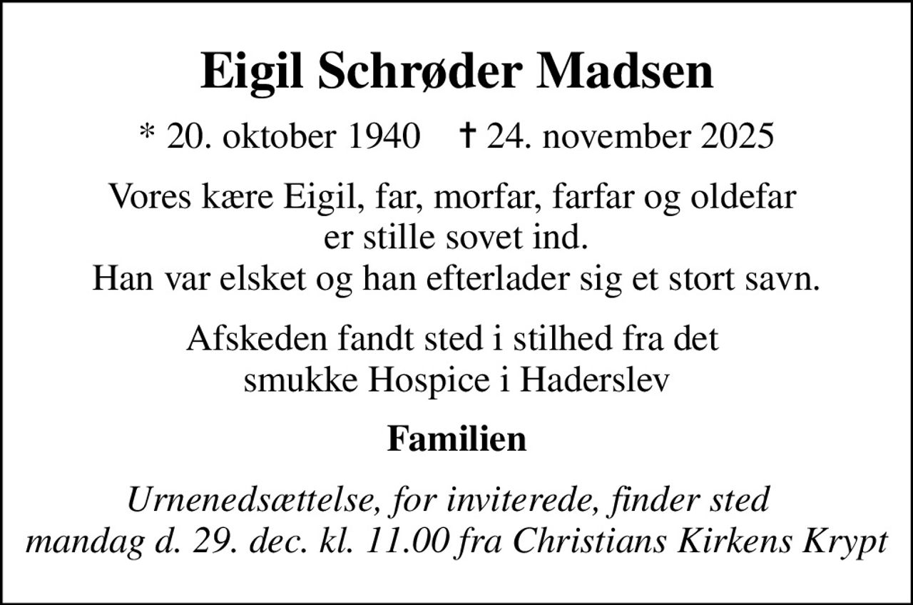 Ejgil Schrøder Madsen | Danmarks største medie for mindesider og ...