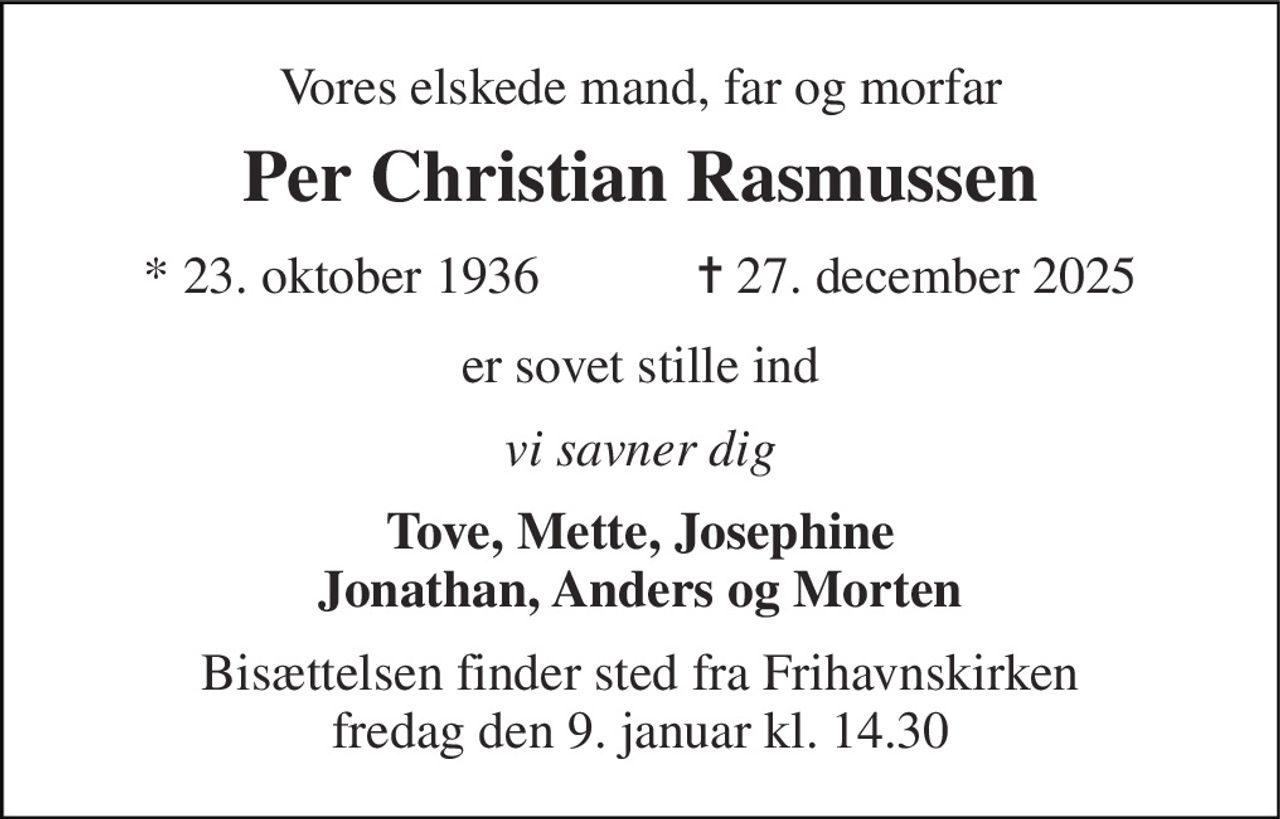 Per Christian Rasmussen | Danmarks største medie for mindesider og ...
