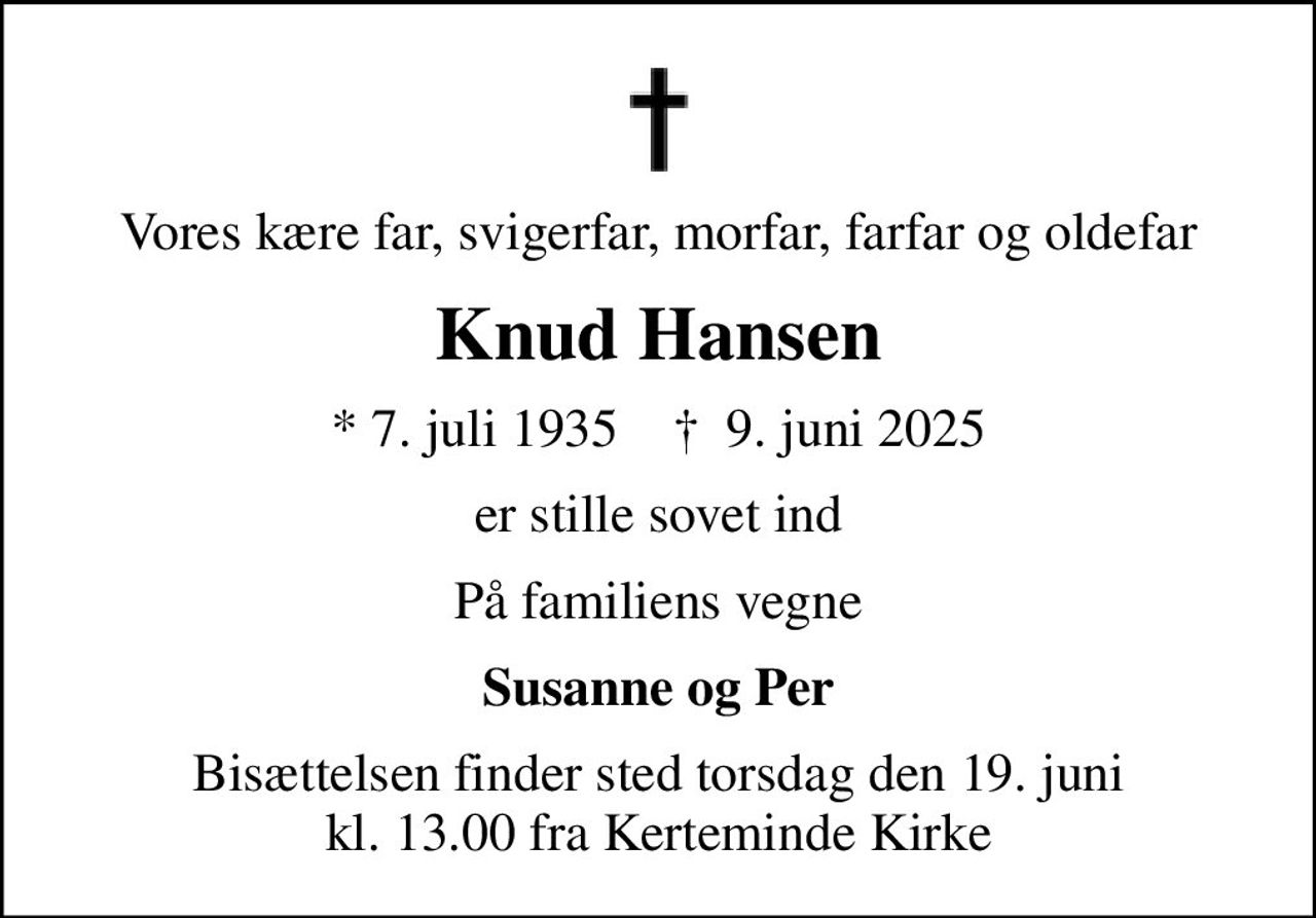 Knud Hansen | Danmarks største medie for mindesider og dødsannoncer