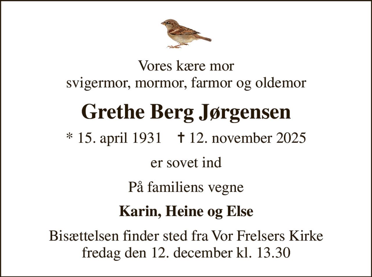 Grethe Berg Jørgensen | Danmarks største medie for mindesider og ...